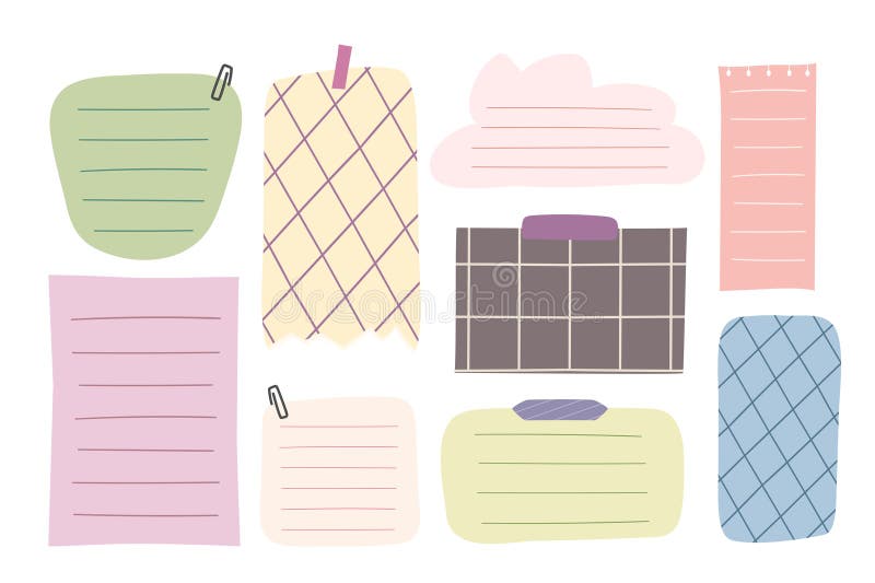 Set of Planner Paper Notes. Lined and Squared Sticker Notes for To-do ...