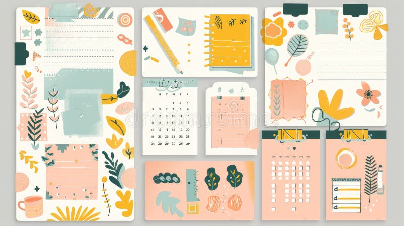 Set of Planners, Note Paper, To Do List, Stickers Templates. Cute Paper ...
