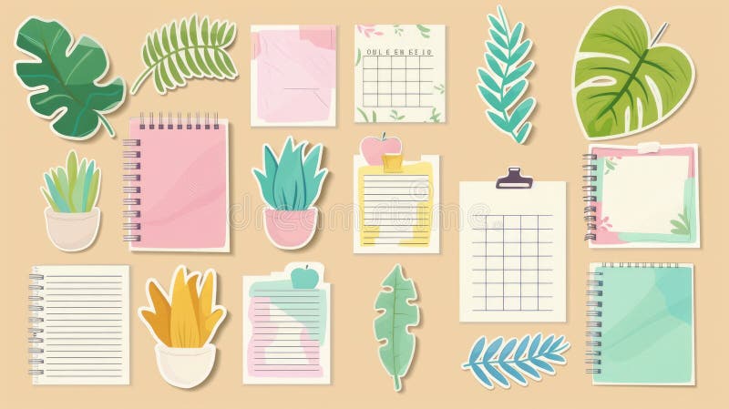 Set of Planners, Note Paper, To Do List, Stickers Templates. Cute Paper ...