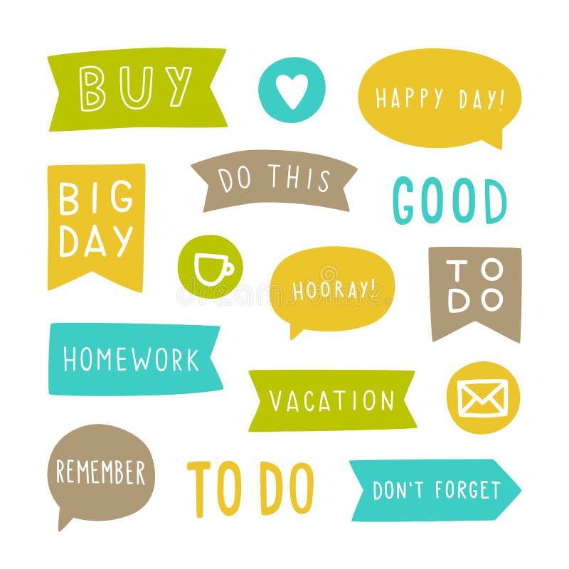 Set of planning stickers. stock vector. Illustration of like - 85740618