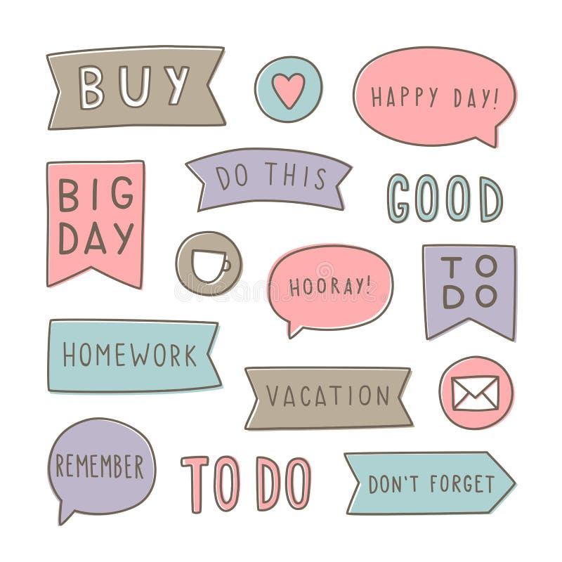 Set of planning stickers. stock vector. Illustration of like - 85740618