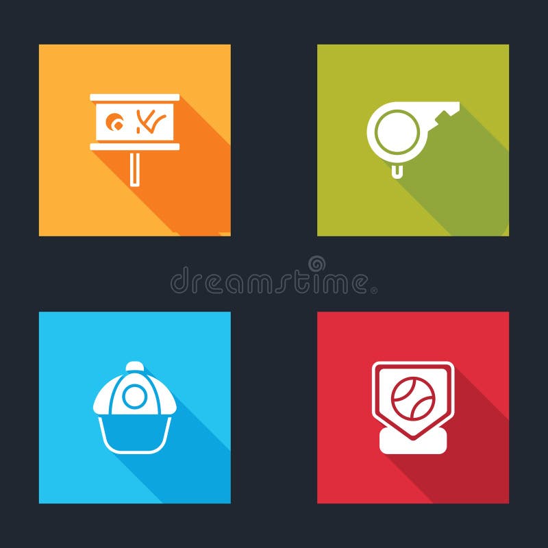 Set Planning Strategy, Whistle, Baseball Cap and Base Icon. Vector ...