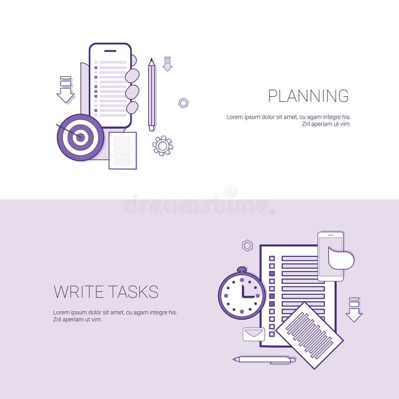 Set of Planning and Write Tasks Banners Business Concept Template ...