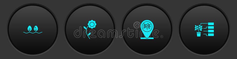 Set Plant, Flower, Location and Tree and Analysis Icon. Vector Stock ...