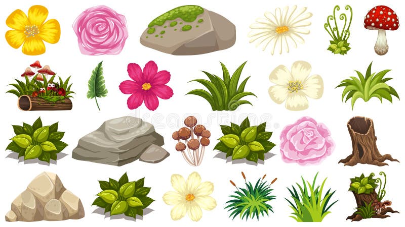 Set of plant elements stock vector. Illustration of beauty - 21133489