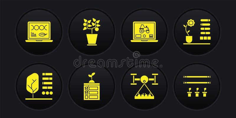 Set Plant Status, Flower, Smart Farming Technology, with Drone, Laptop ...