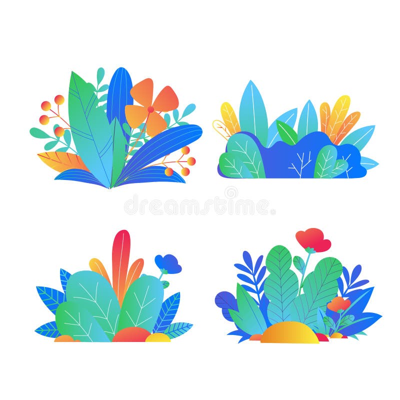Set of plant vector design stock illustration. Illustration of ...