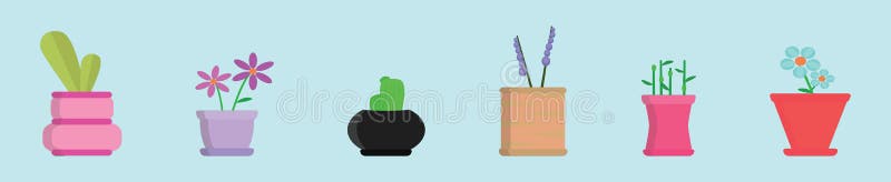 Set of Planter Cartoon Icon Design Template with Various Models. Vector ...