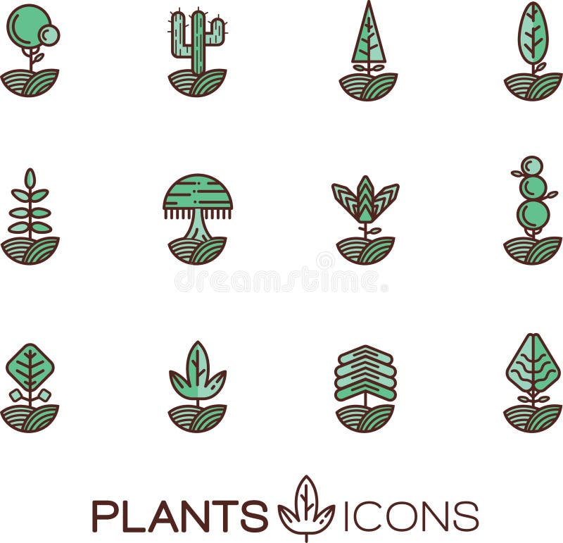 Set of Plants Icons. Vector Illustration Decorative Design Stock Vector ...