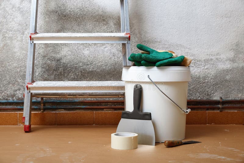 Set of Plastering Instruments Stock Image - Image of contractor ...