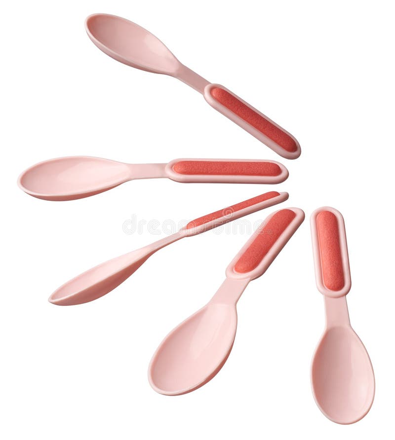 Set of Plastic Baby Spoons Isolated White Stock Photo - Image of ...