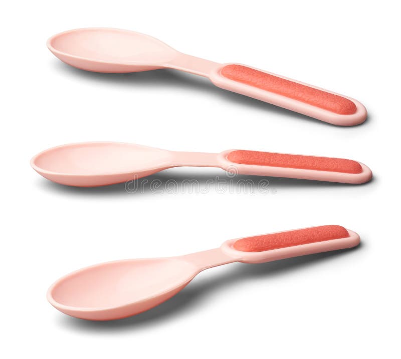 Set of Plastic Baby Spoons with Shadows Isolated Stock Image - Image of ...