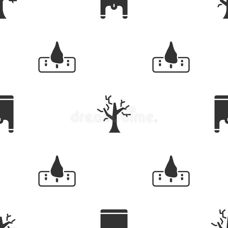 Set Plastic Bag, Withered Tree and Deforestation on Seamless Pattern ...