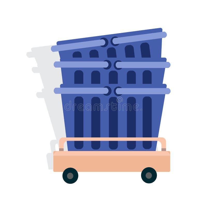 Set of Plastic Baskets on Stand. Object in Flat Cartoon Style for ...