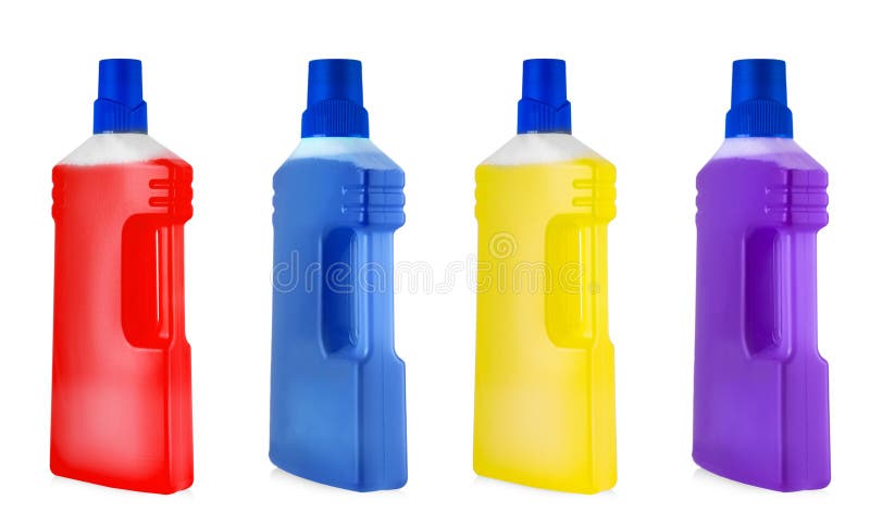 Set of Plastic Bottles with Liquid Laundry Detergent, Cleaning Agent ...