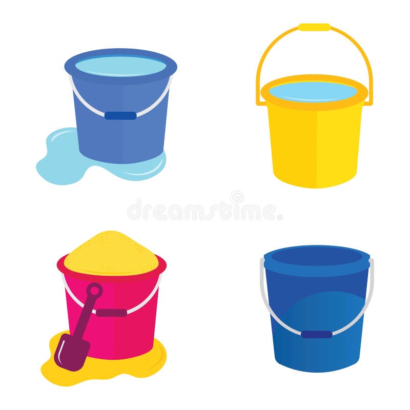 Set of Plastic Bucket Icon Logo Vector Stock Vector - Illustration of ...