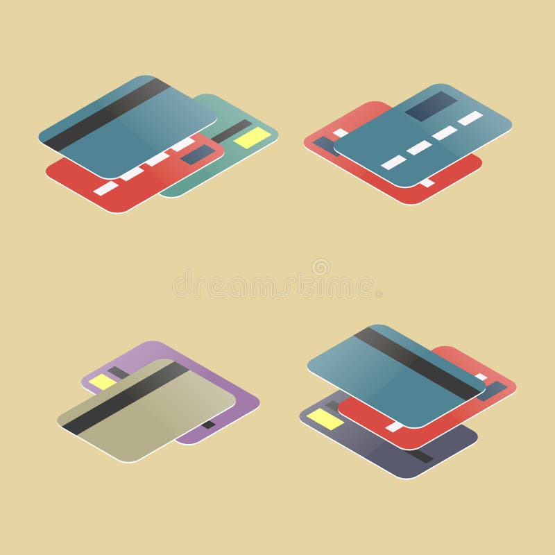 Set of Plastic Cards, Vector Illustration. Stock Vector - Illustration ...