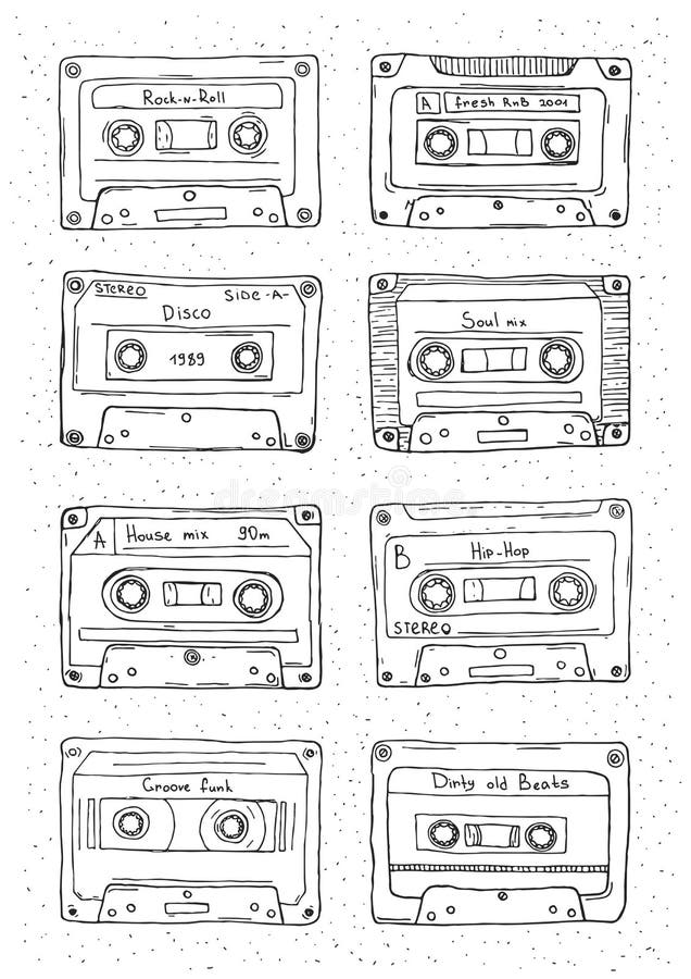Cassette Tape Drawing Stock Illustrations – 4,148 Cassette Tape Drawing ...