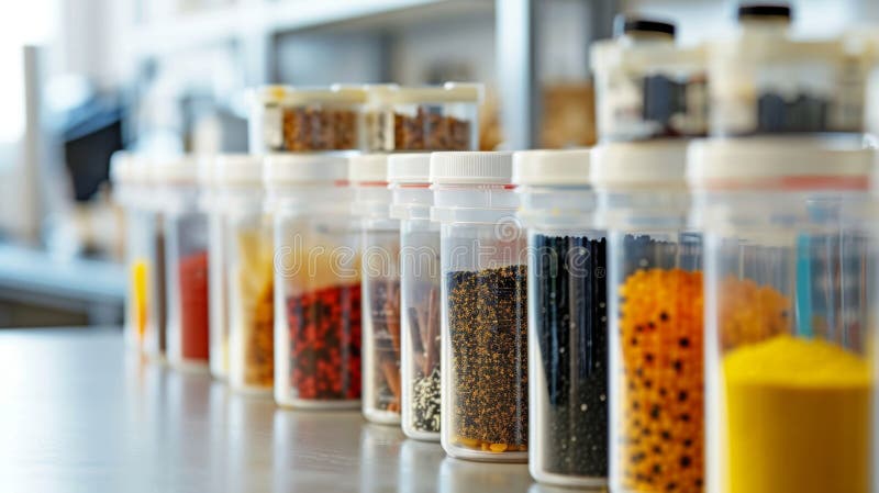 A Set of Plastic Containers Each Labeled with Different Ingredients for ...