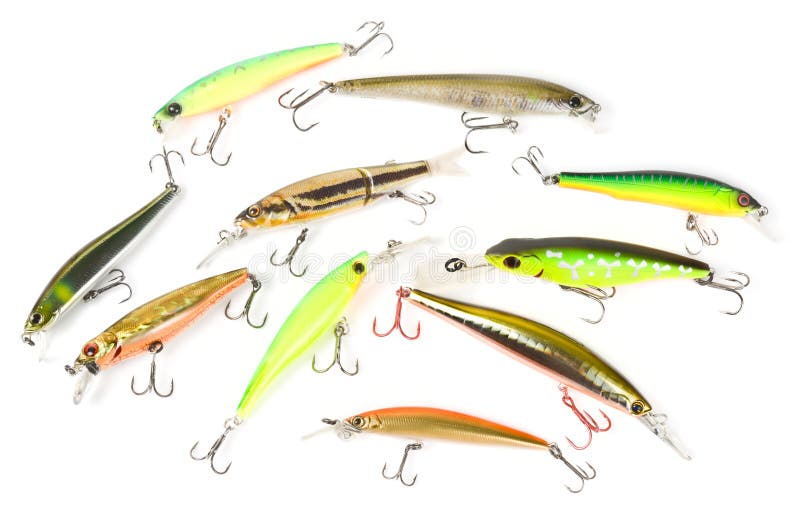 Set of Plastic Fishing Baits Stock Image - Image of natural, minnow ...