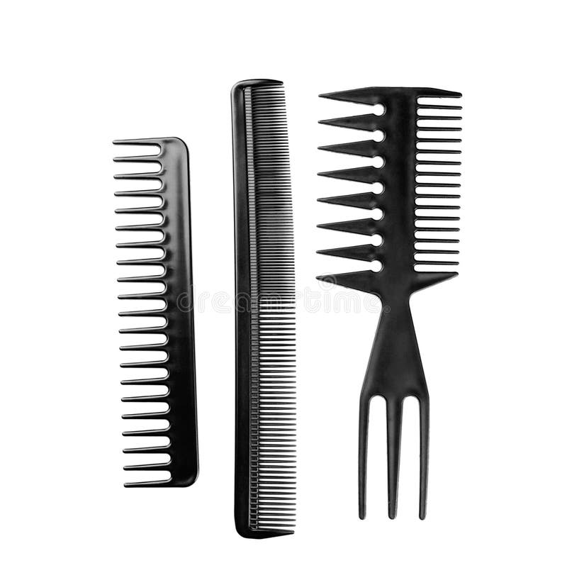 Set of Plastic Hair Combs Isolated on White Stock Image - Image of ...