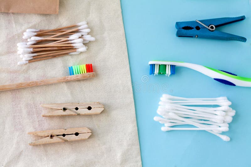 Set of Plastic Items and Replacing Them with Eco Wooden Tableware and ...