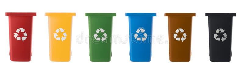 Multicolored Trash Cans Designed for Different Types of Waste on the ...