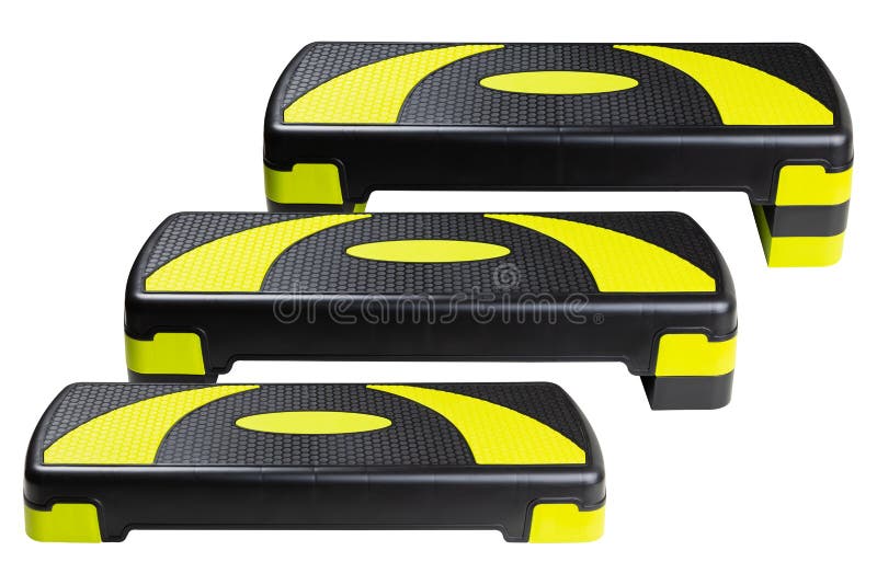 Set of Plastic Steps for Aerobic Workouts, Three Fitness Boards with ...