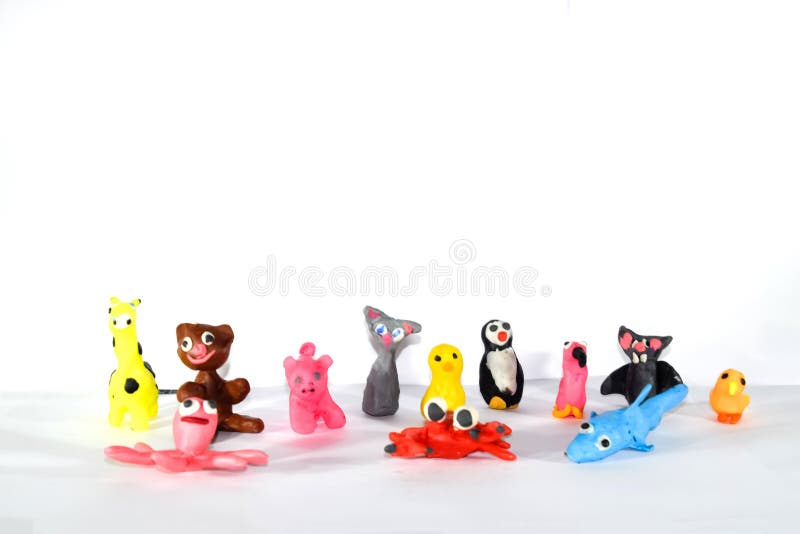 A Set of Plasticine Toys on White Background. Toys Made of Plasticine ...