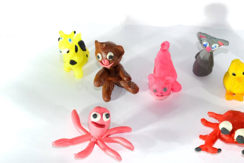 A Set of Plasticine Toys on White Background. Toys Made of Plasticine ...