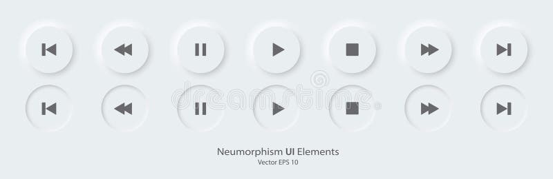 Set of Play Button Icons for Music Player Mobile App. 3d Modern Design ...