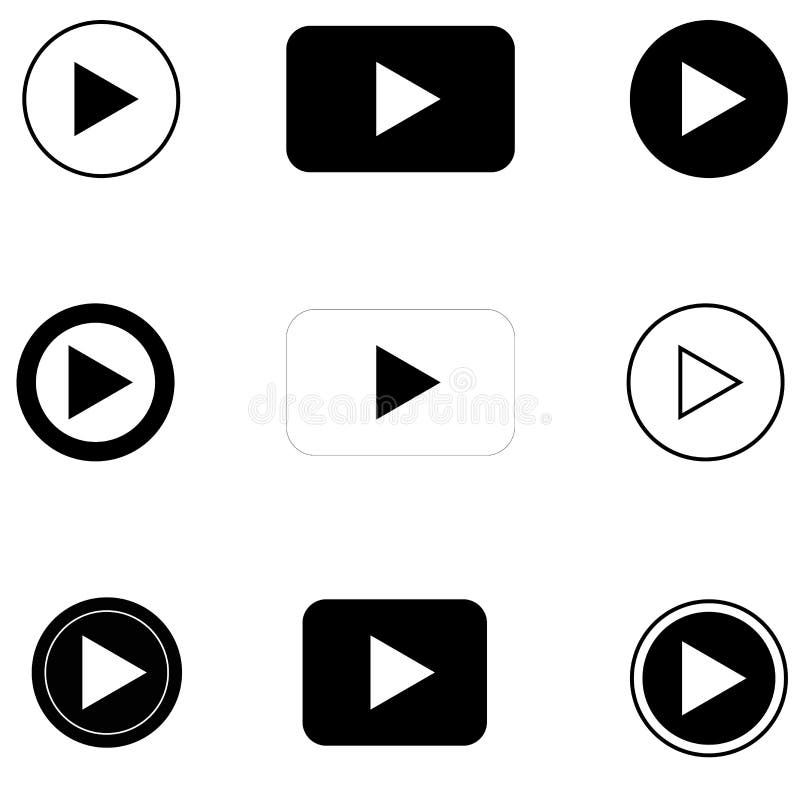 Set Play Button on White Background. Flat Style. Play Icons. Stock ...