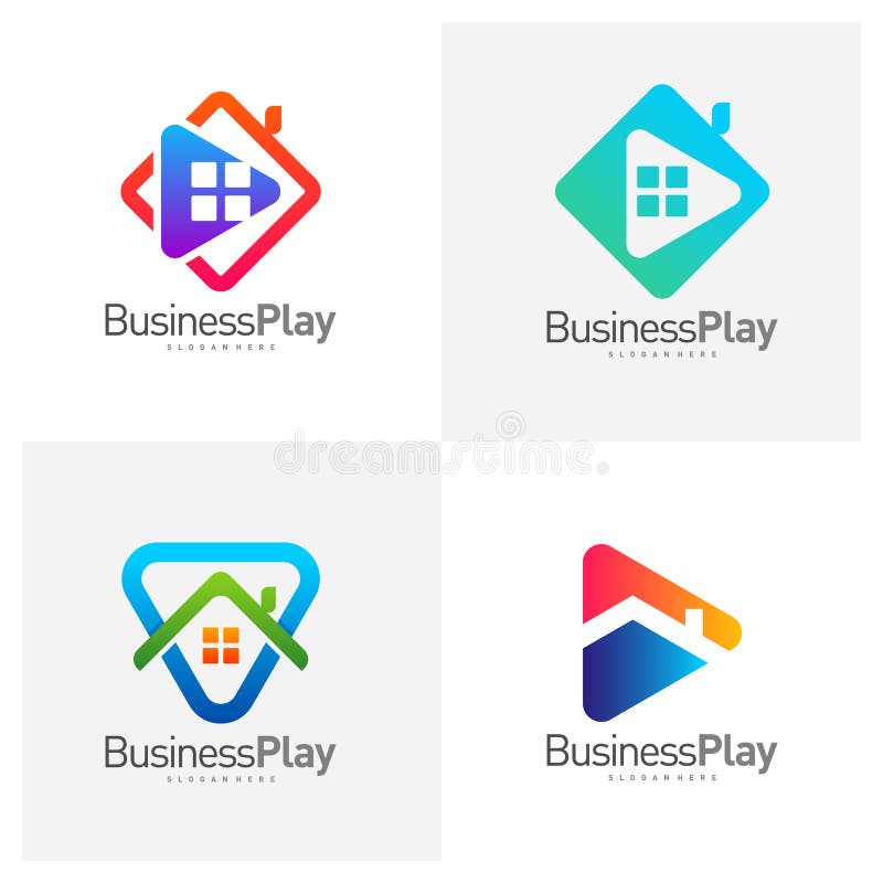 House Play Button Vector Logo Stock Illustrations – 428 House Play ...