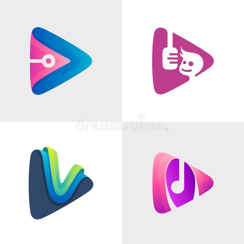 Set Play Logo with Music Design Vector, Technology Icons Stock Vector ...