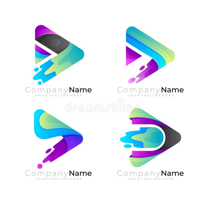 Set Play Logo with Technology Design Vector, Colorful Icon Stock Vector ...