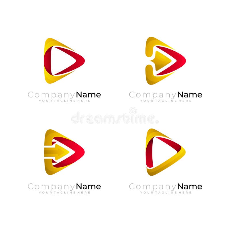 Set Play Logo and Technology Design Vector, Triangle Design Stock ...