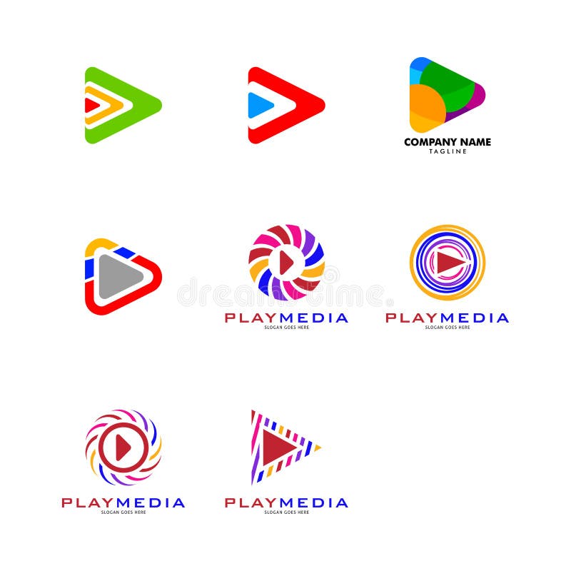 Set of Play Media Icon Vector Logo Template Illustration Design Stock ...