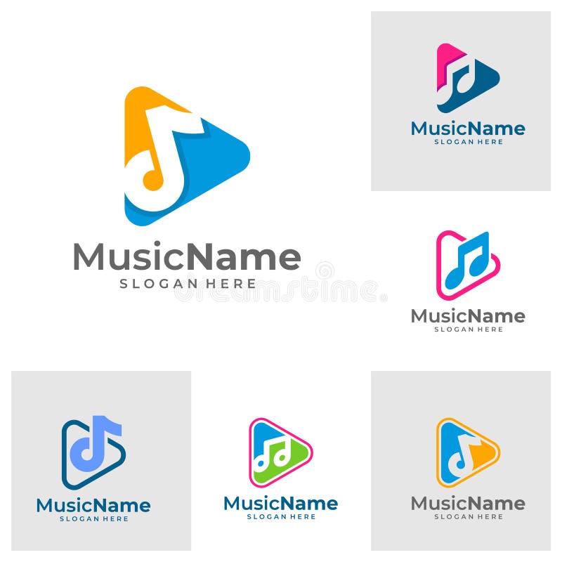 Set of Play Music Logo Template Design Vector, Emblem, Design Concept ...