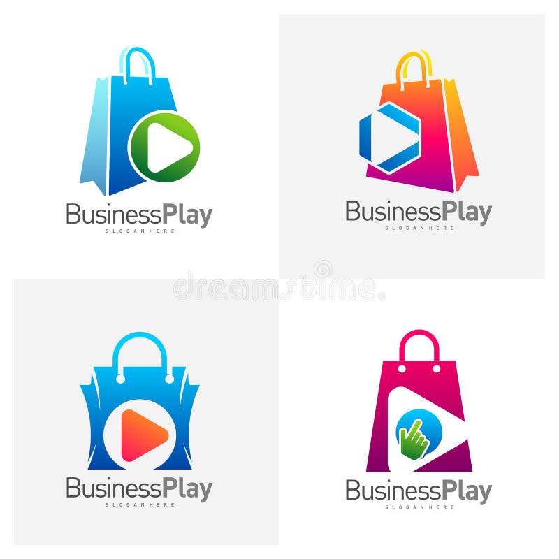 Set of Play Shop Logo Design Vector Template, Icon Play Logo Concepts ...