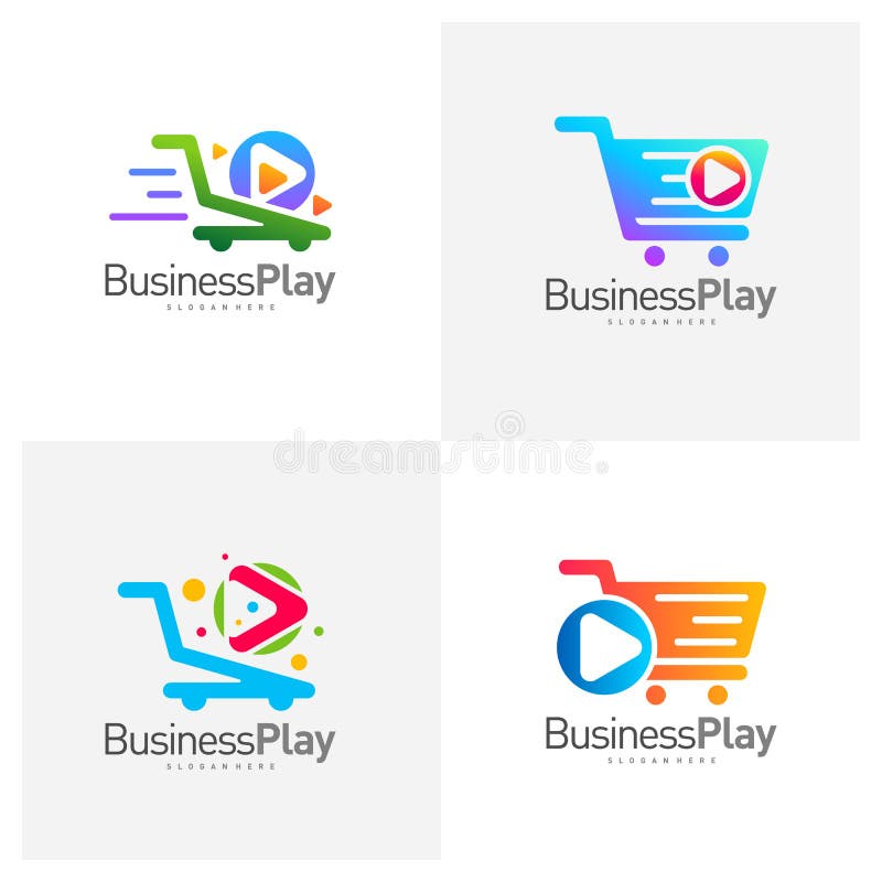 Set of Play Shop Logo Design Vector Template, Icon Play Logo Concepts ...