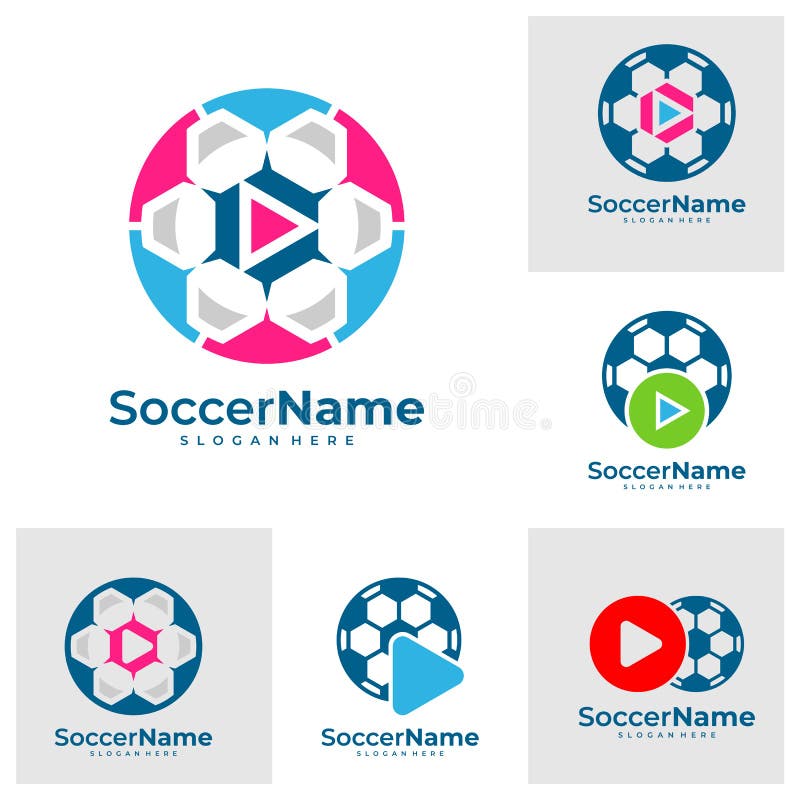 Set of Play Soccer Logo Template, Football Logo Design Vector Stock ...