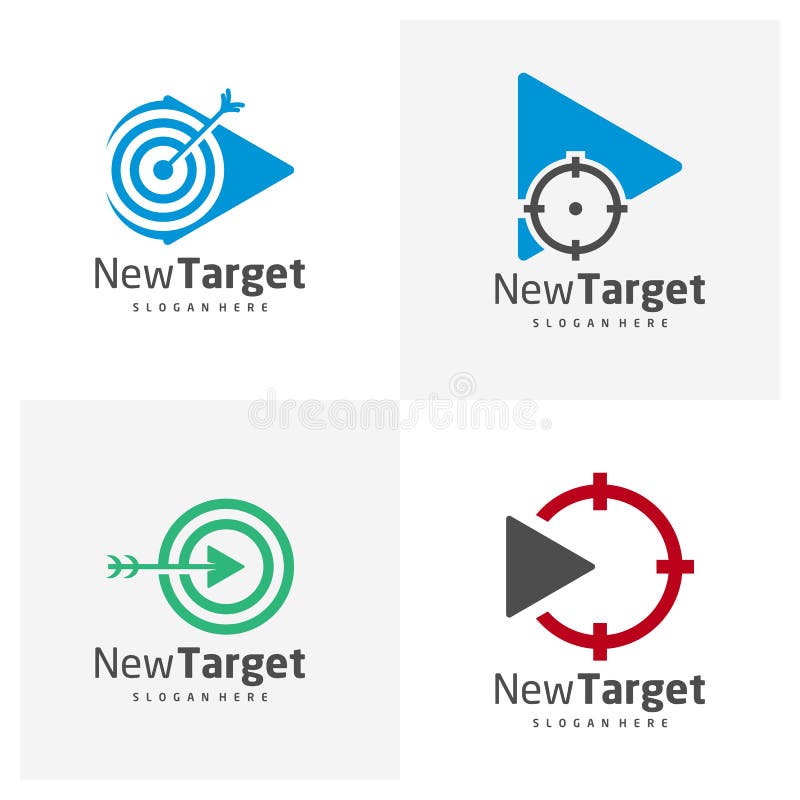 Set of Play Target Logo Vector Template, Creative Target Logo Design ...