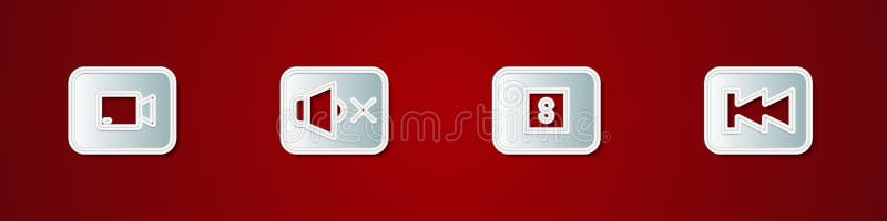 Set Play Video Button, Speaker Mute, Stop Media and Rewind Icon. Vector ...