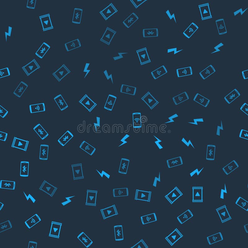 Set Play Video, Lightning Bolt, Smartphone with Wireless and Bluetooth ...