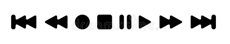 Set of Black Playback Icons Stock Vector - Illustration of vector ...