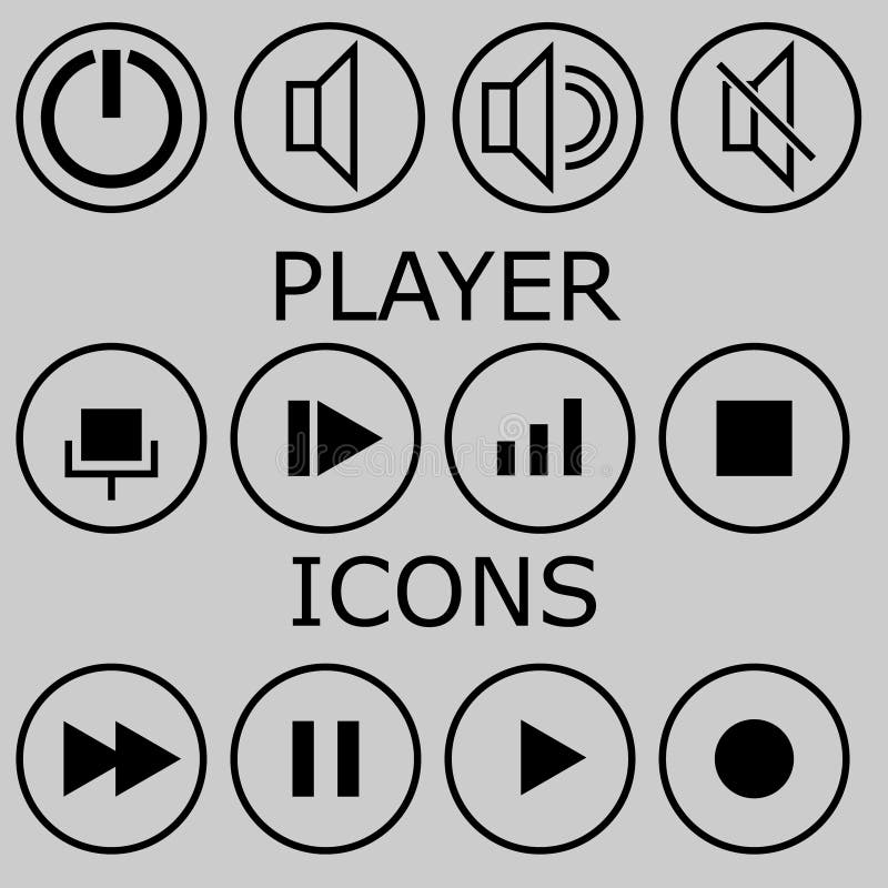 Set of player icons stock illustration. Illustration of icon - 65902602