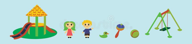 Set of Playground Cartoon Icon Design Template with Various Models ...