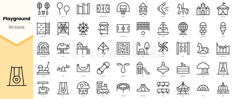 Set of Playground Icons. Simple Line Art Style Icons Pack Stock Vector ...