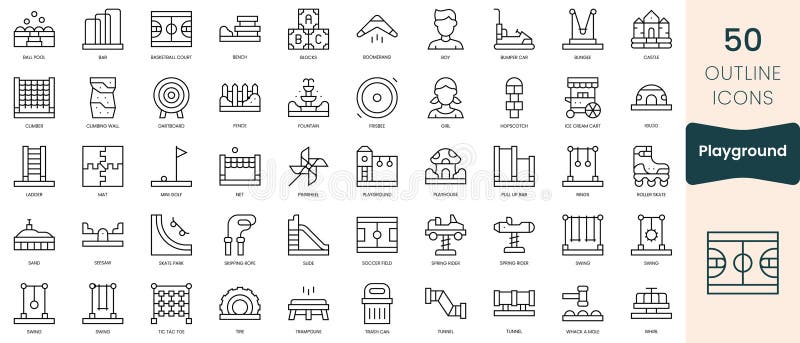 Set of Playground Icons. Thin Linear Style Icons Pack Stock Vector ...