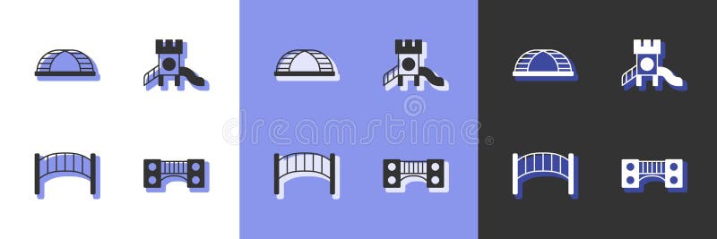 Set Playground Kids Bridge, Monkey Bar, and Slide Playground Icon ...
